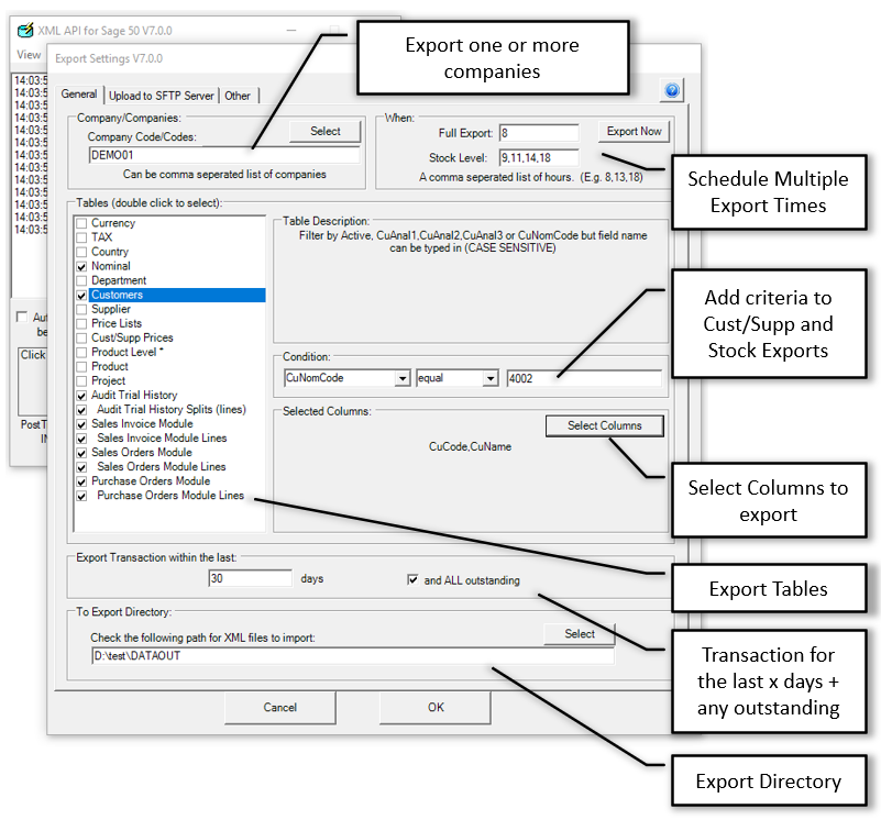 www.posttran.co.uk > XML API > XML API for Sage 50 > Export Data (Pro)